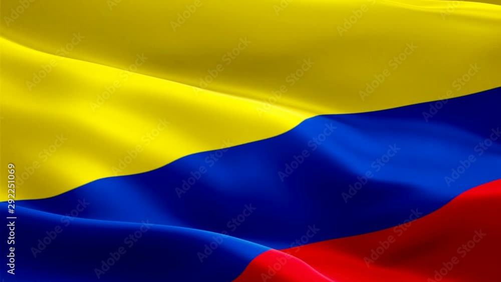 Colombia flag Motion Loop video waving in wind. Realistic Colombian ...