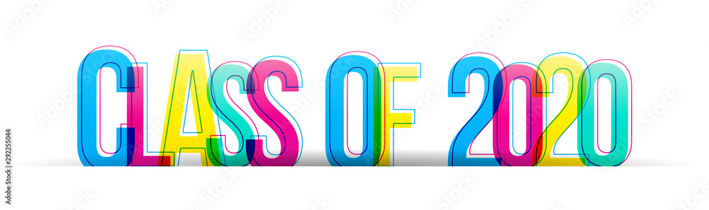 Class of 2020 colorful vector text isolated on a white background ...