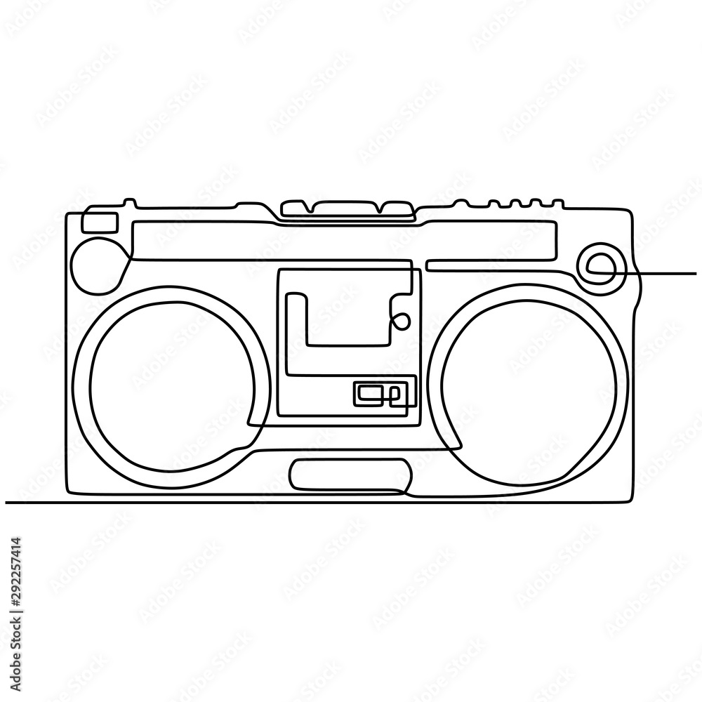 continuous line drawing Old radio music symbol and sign vector one ...