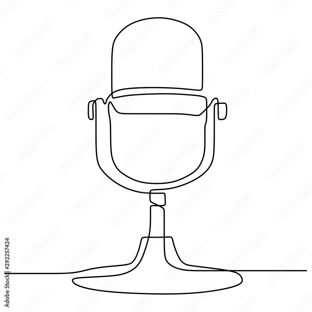 one line drawing podcast microphone vector illustration minimalist ...
