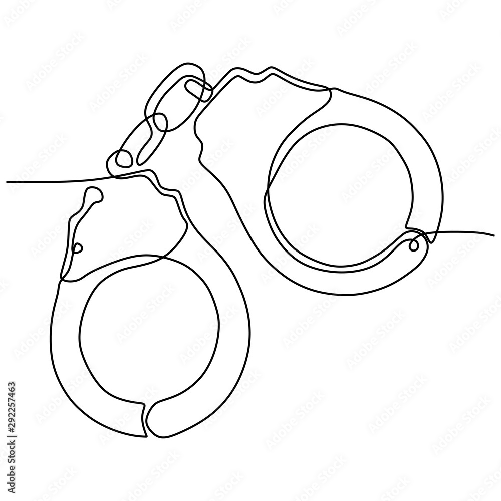 single one line drawing handcuffs minimalist design vector illustration ...