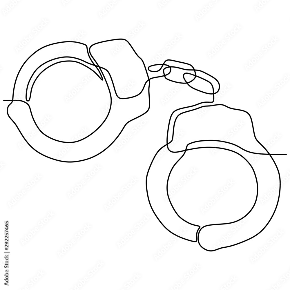 one continuous line drawing handcuffs minimalist design vector ...