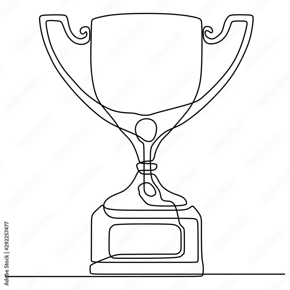 one line drawing of winner trophy minimalism object design vector ...