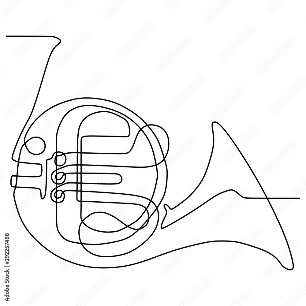 French Horn Instrument Drawing