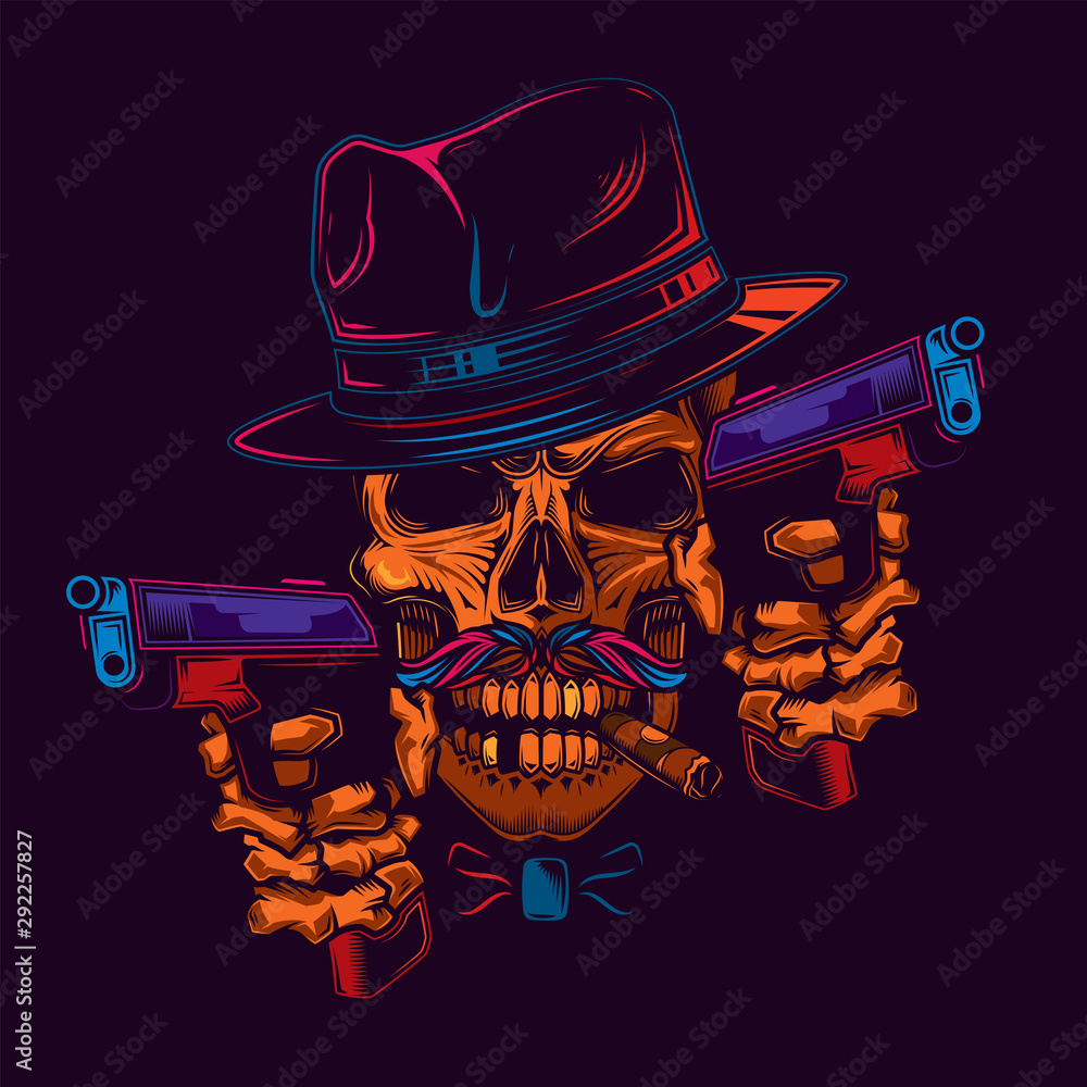 Gangsta Skull With Guns