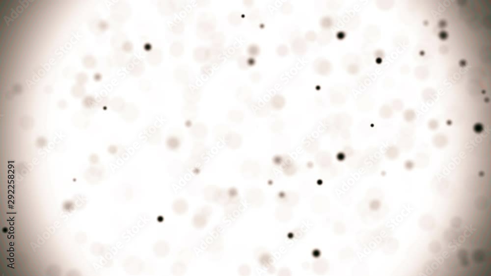 Blurred moving overlay particles on white background. Animation of orbs ...
