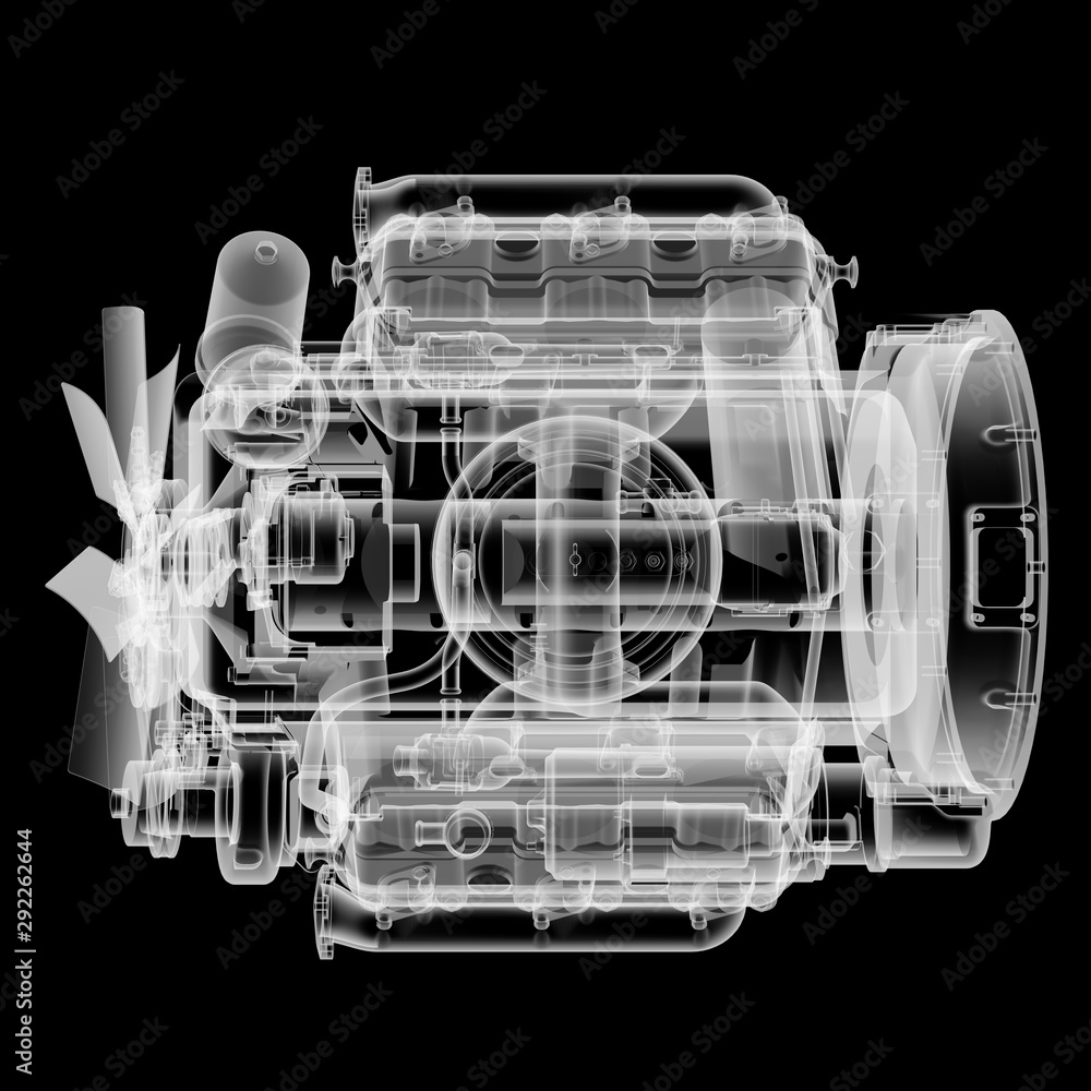 Internal combustion engine X-Ray style Stock Illustration | Adobe Stock
