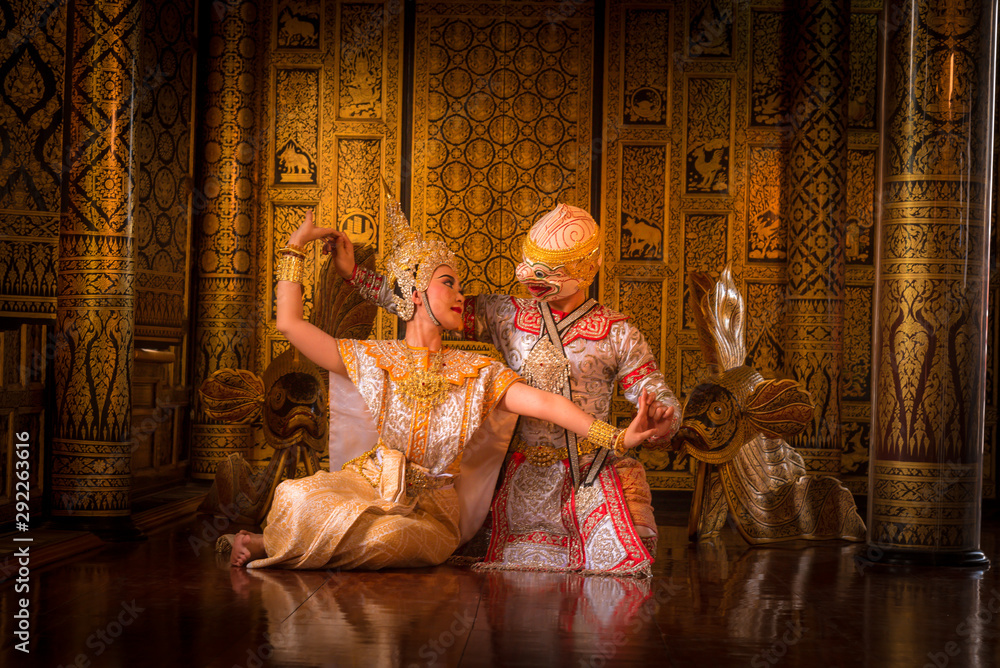 Khon is art culture Thailand Dancing in masked Hanuman and ...