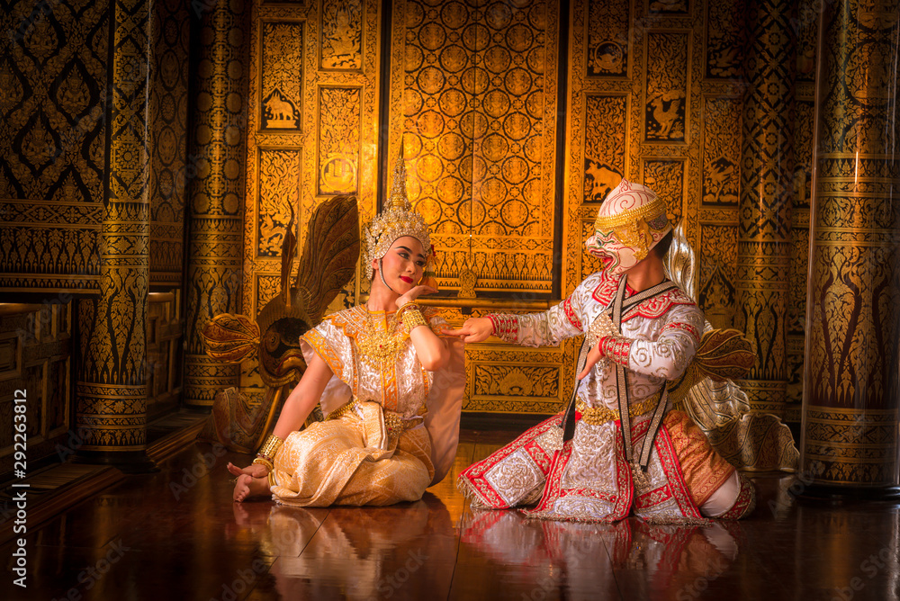 Khon is art culture Thailand Dancing in masked Hanuman and ...