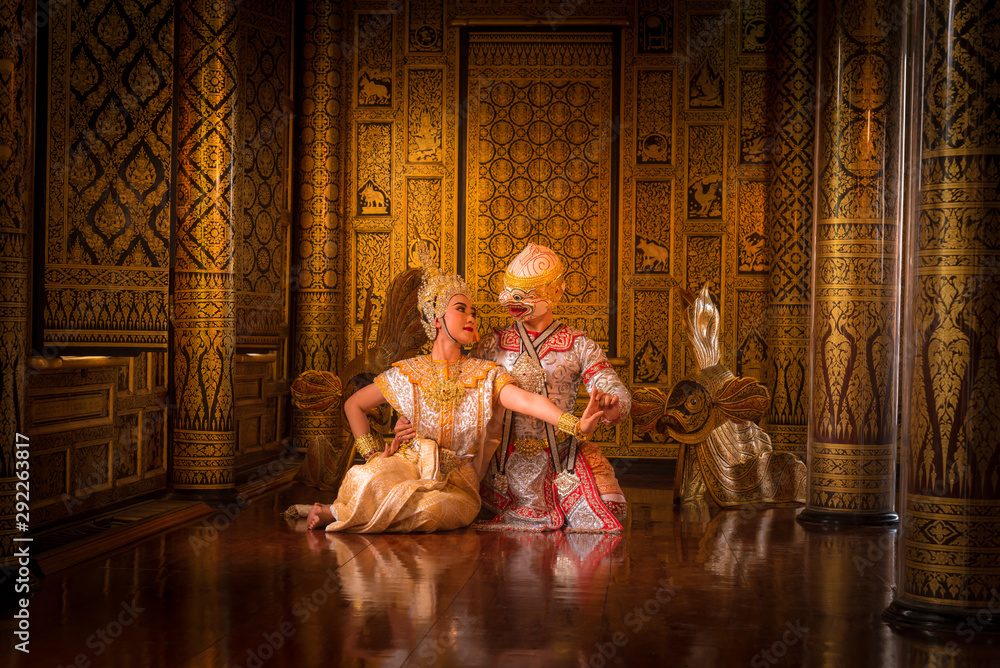 Khon is art culture Thailand Dancing in masked Hanuman and ...