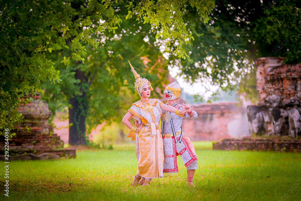 Khon is art culture Thailand Dancing in masked Hanuman and ...