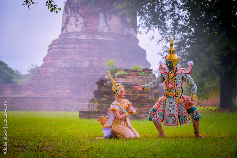 Khon is art culture Thailand Dancing in masked Tos-sa-kan and ...