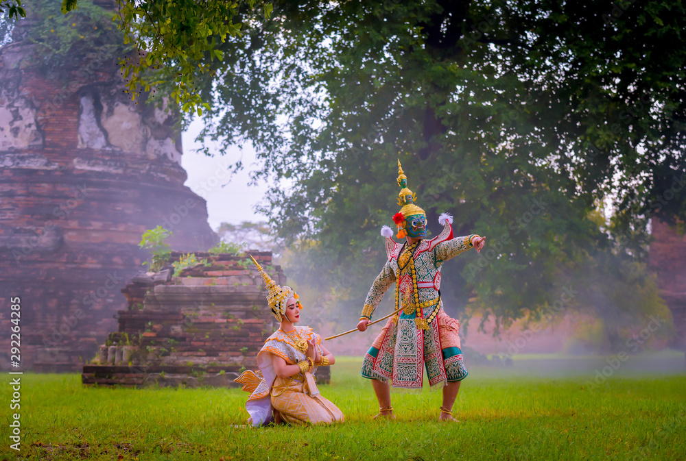 Khon is art culture Thailand Dancing in masked Tos-sa-kan and ...