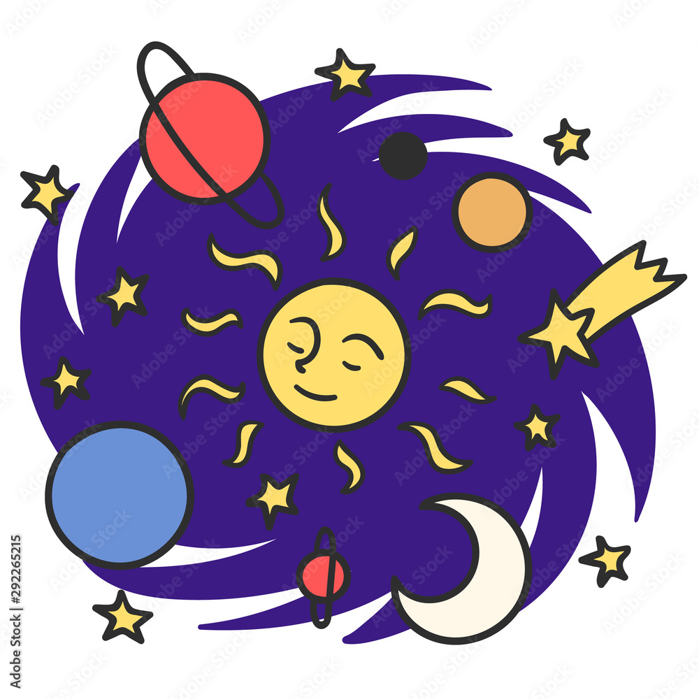 Cartoon Universe Space Illustration Vector Stock Vector | Adobe Stock