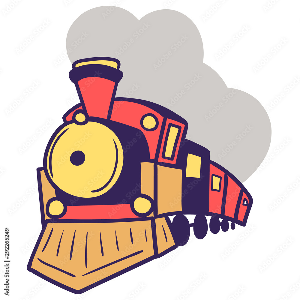 Cartoon Steam Locomotive Illustration Vector Stock Vector | Adobe Stock