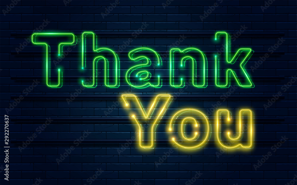 thank you Neon Sign Vector, design element, light banner, announcement ...