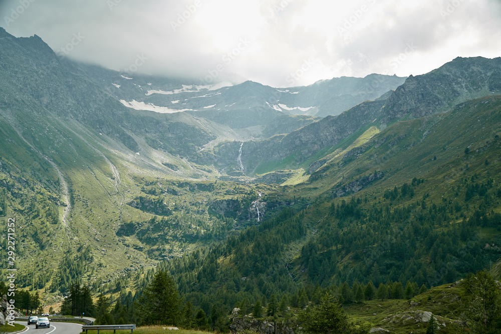 Simplon Pass Valley with Waterfall Stock Photo | Adobe Stock