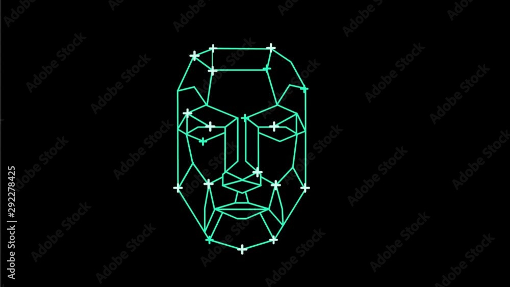 2d Animation motion graphic low polygon mesh or wireframe of a face of ...