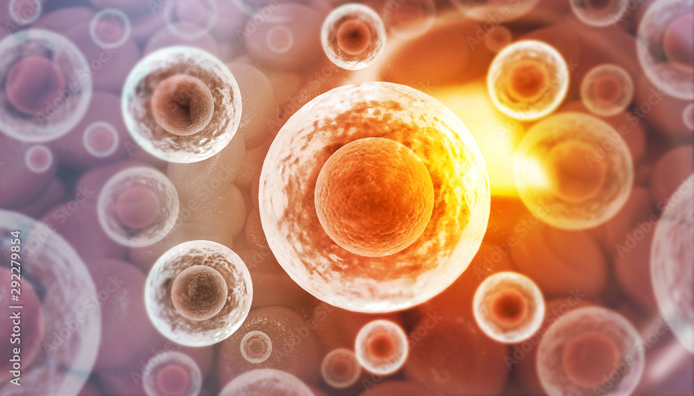 Human cells with science background. 3d render . Stock Illustration ...