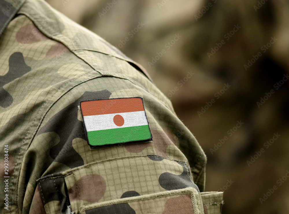 Flag of Niger on military uniforms (collage). Army,soldiers, Africa ...