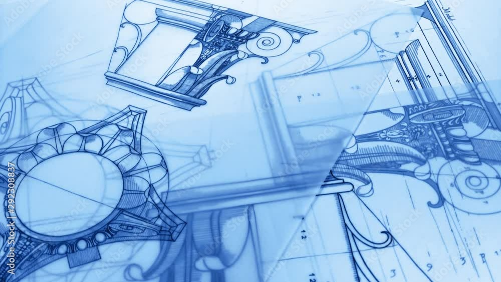 blueprints - drawings of antique architecture - drawings of antique ...