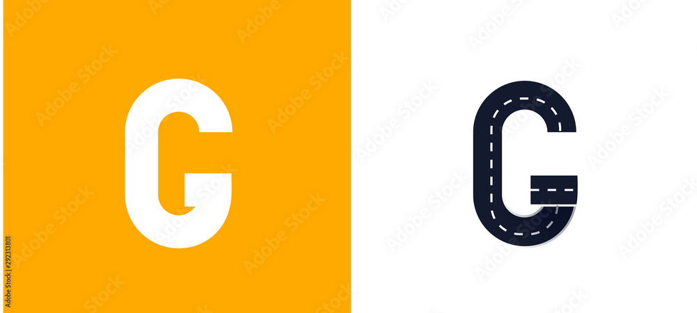 Letter G. Road font. Typography vector design with street lines. On ...