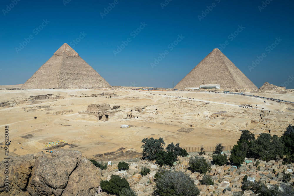 Archaeology excavations around the ancient pyramids at the Giza plateau ...