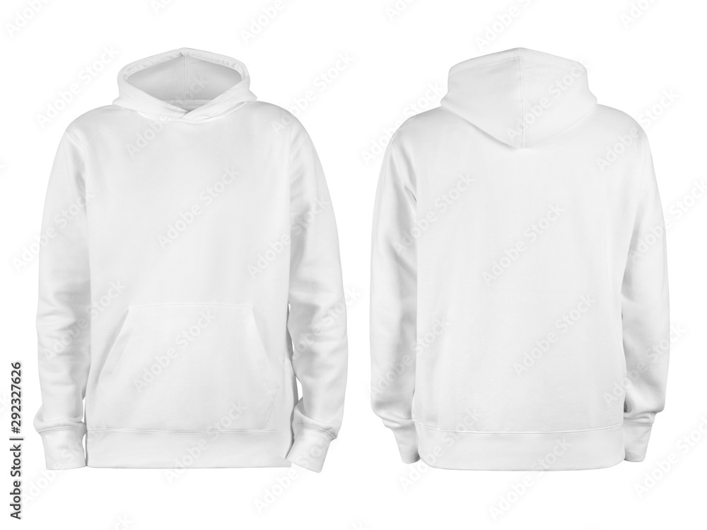 Men s White Blank Hoodie Template from Two Sides Natural Shape On