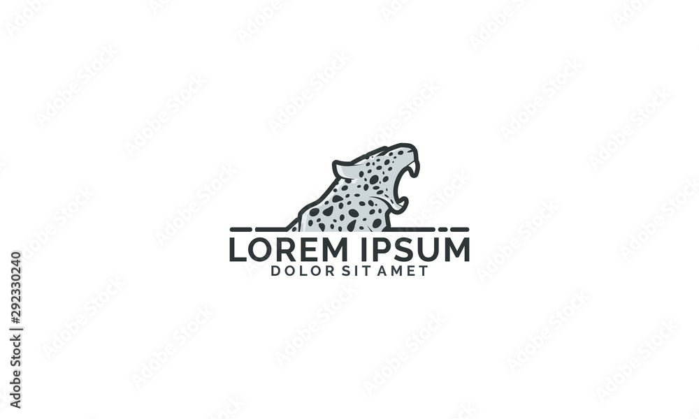 Leopard roar logo template with straight line art modern symbol in flat ...
