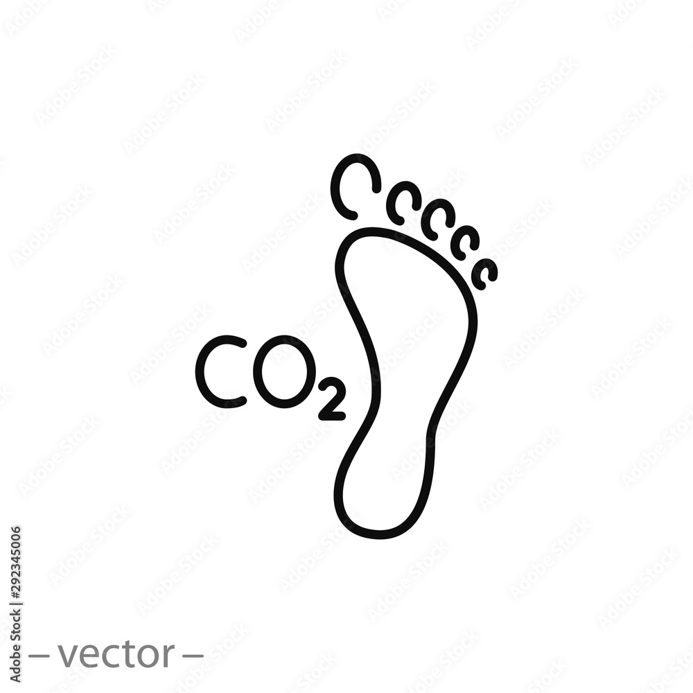 footprint carbon icon, outline footprint, impact co2 on environmental ...
