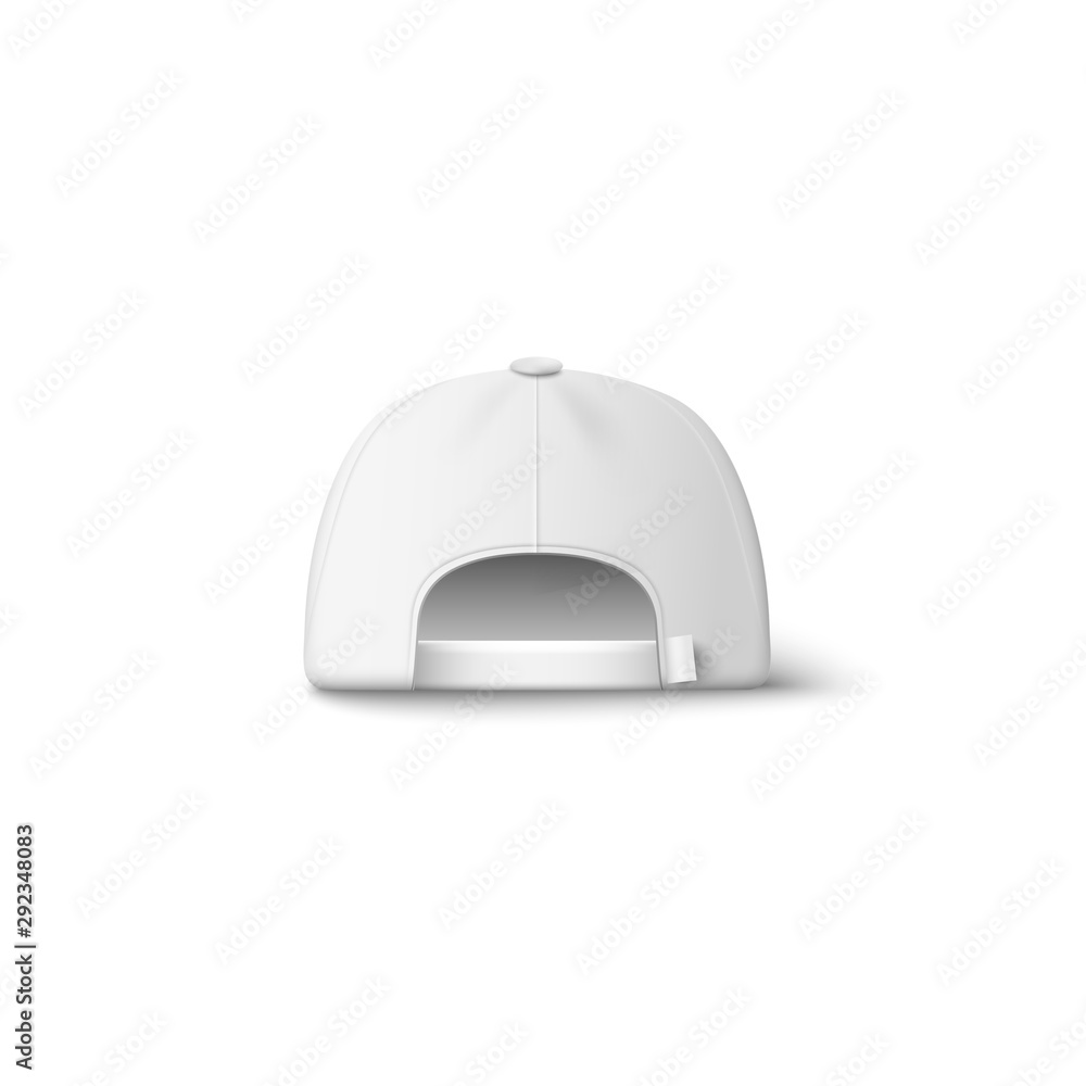 White cap hat from back view - realistic isolated mockup. Stock Vector ...