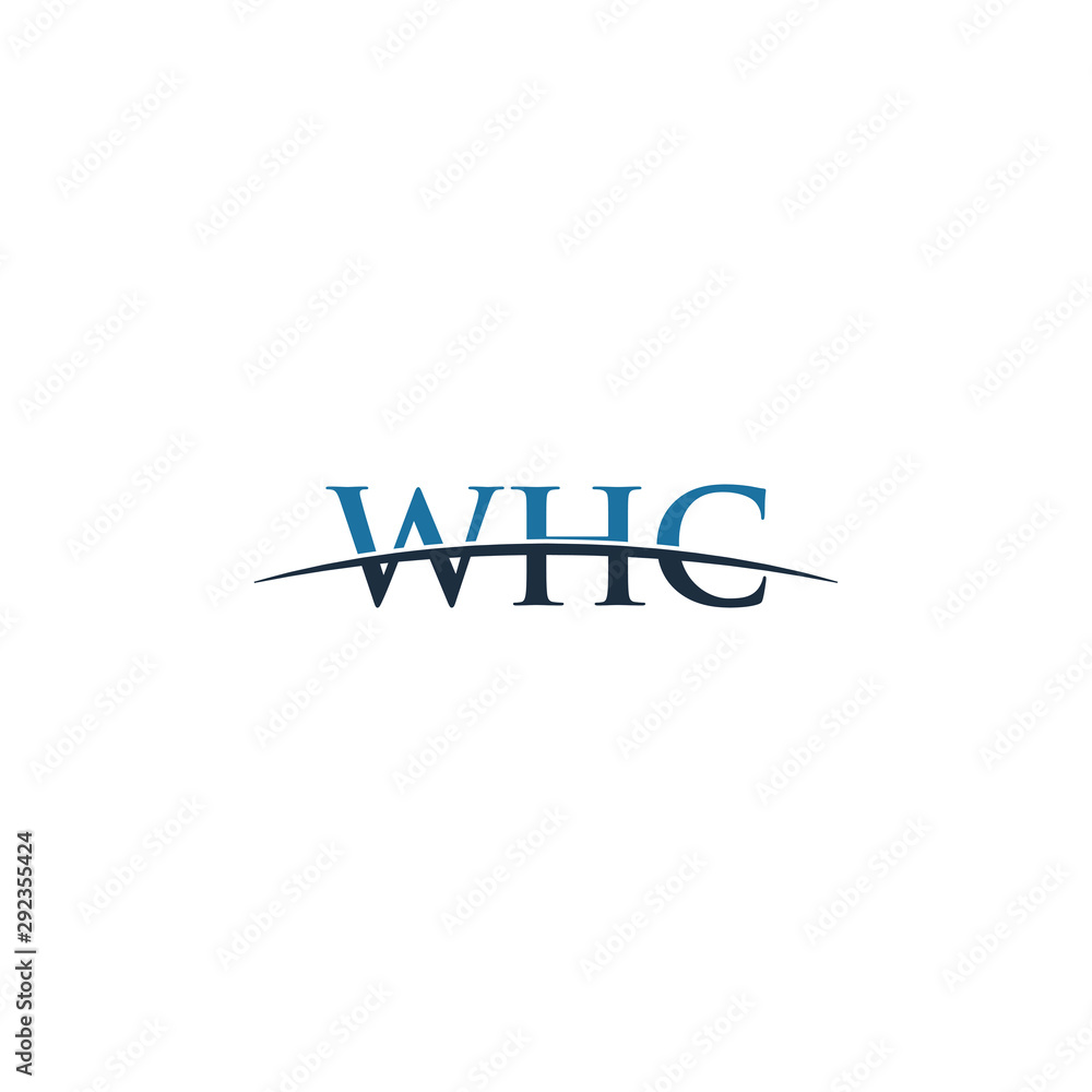 Initial letter WHC, overlapping movement swoosh horizon logo company ...