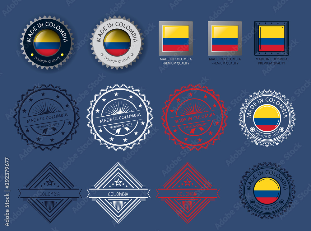 Made in Colombia seal, Colombian flag and color --Vector Art-- vector ...