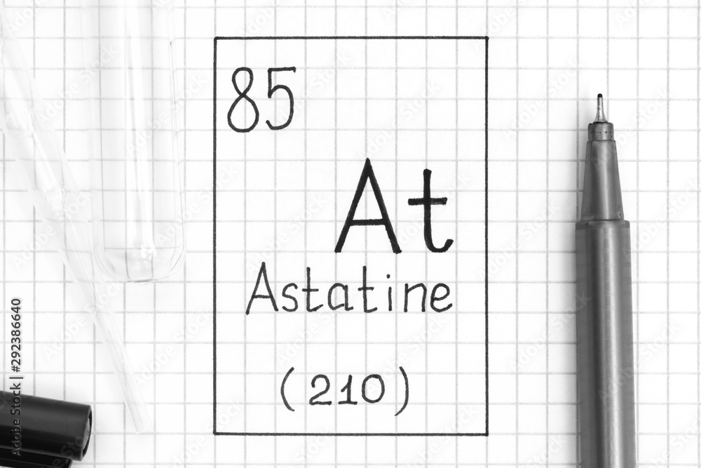 The Periodic table of elements. Handwriting chemical element Astatine ...