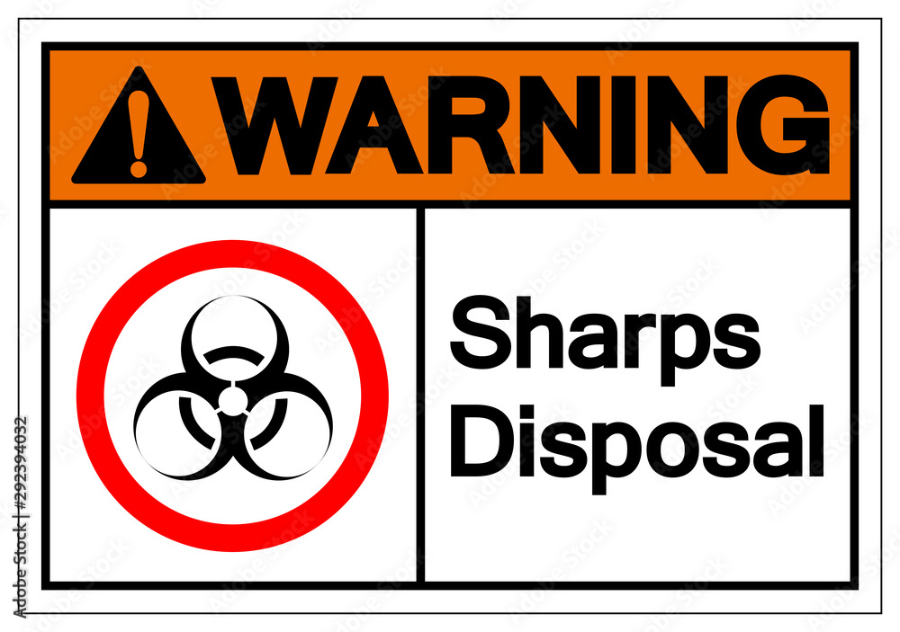 Warning Sharps Disposal Symbol Sign, Vector Illustration, Isolated On ...