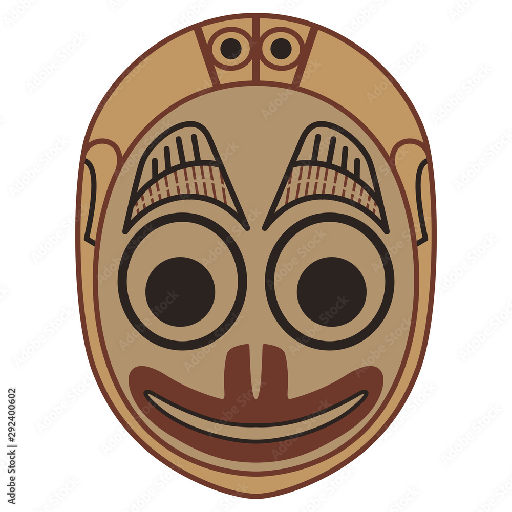 Native American tribal mask of Tlingit Indians. Stylized human skull. Flat cartoon style ...