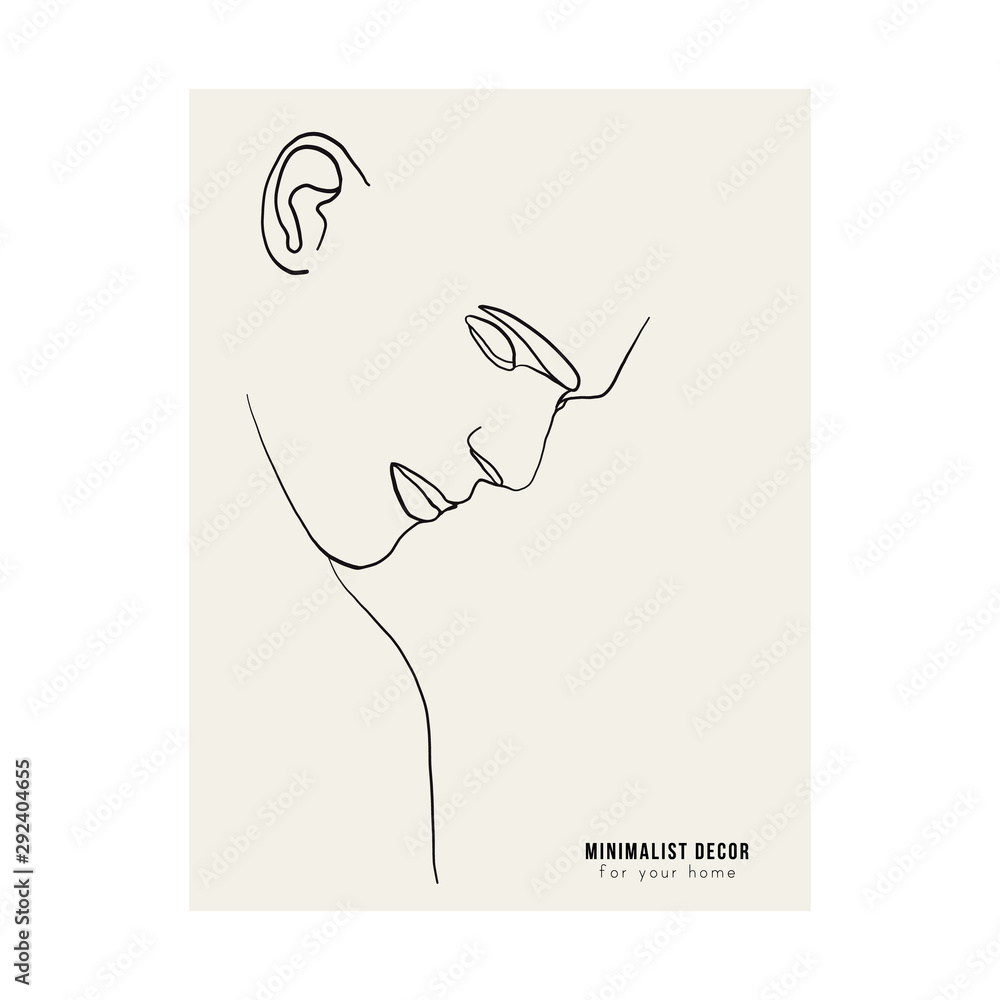 Continuous one line drawing of man face portrait. Hairstyle ...