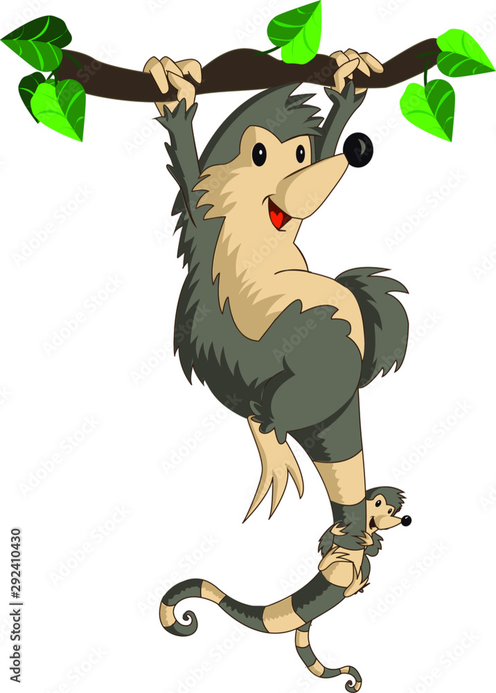 Tlacuache, rodent, marsupial,cute cartoon. Stock Vector | Adobe Stock
