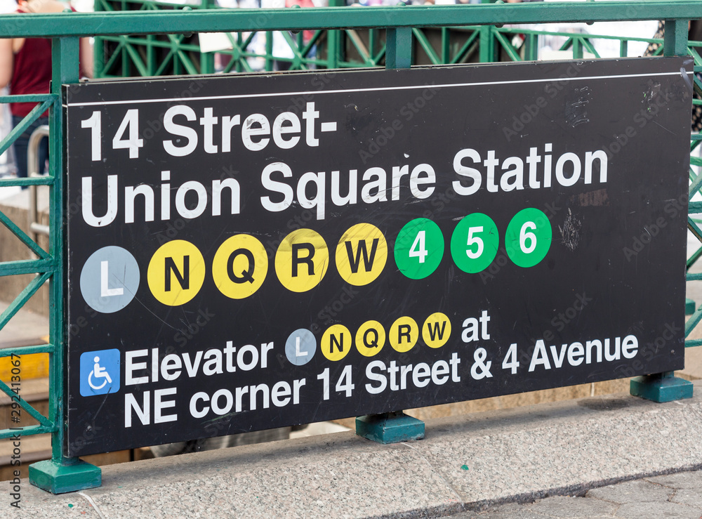 New York, New York, USA - August 31, 2019: Union Square subway station ...