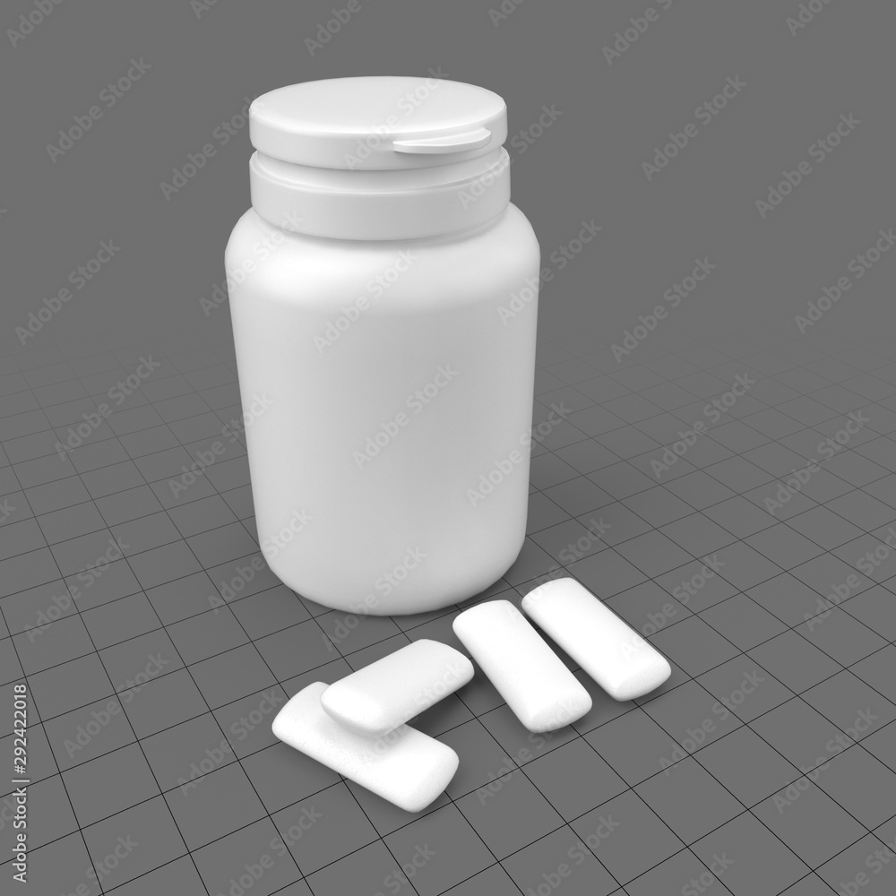 Chewing gum bottle Stock 3D asset | Adobe Stock