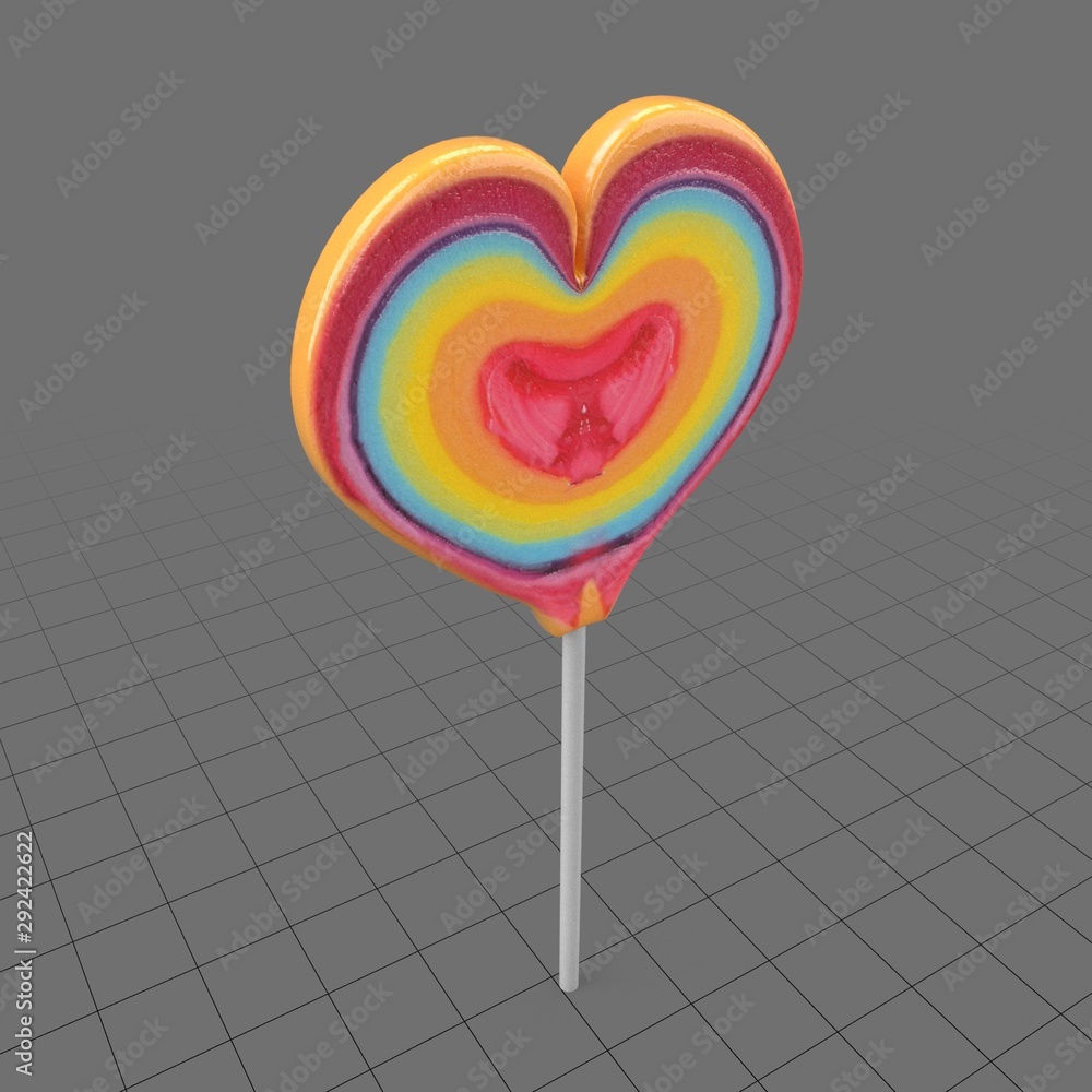 Heart shaped lollipop Stock 3D asset | Adobe Stock