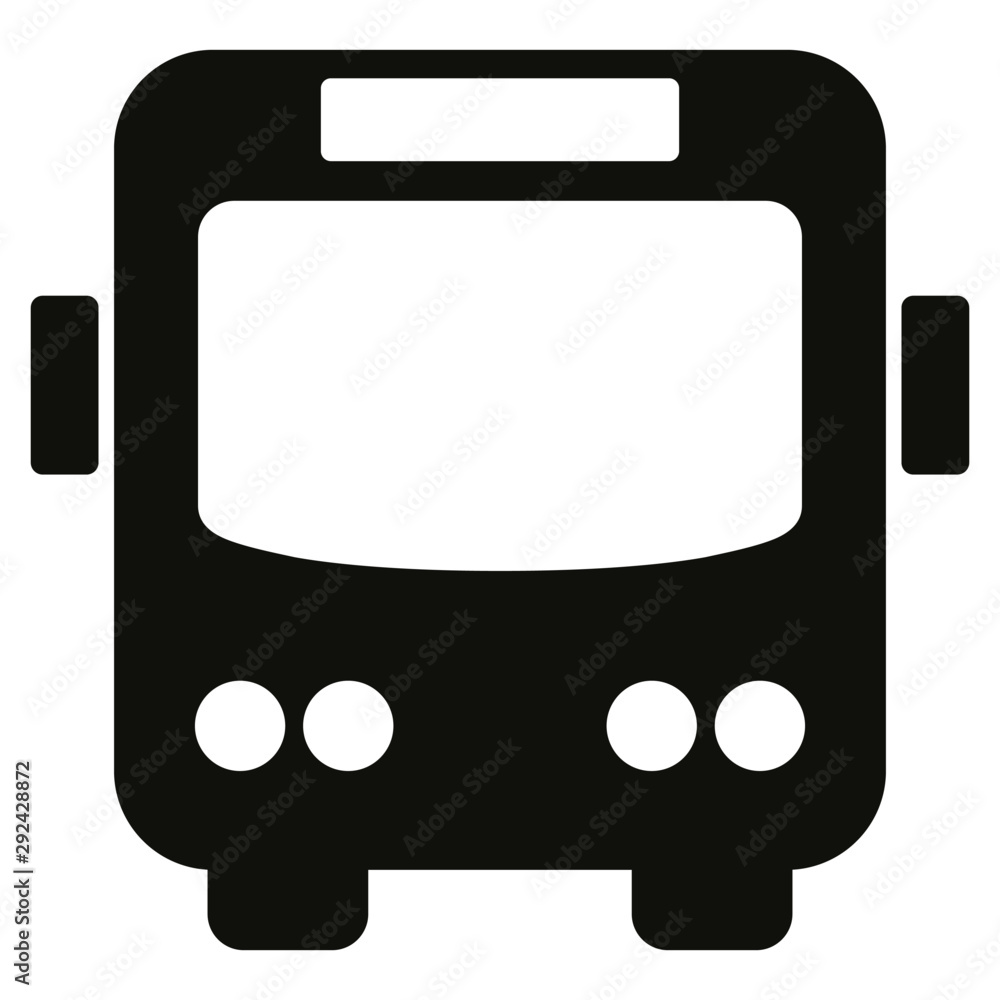 Black simple bus icon front view Stock Vector | Adobe Stock