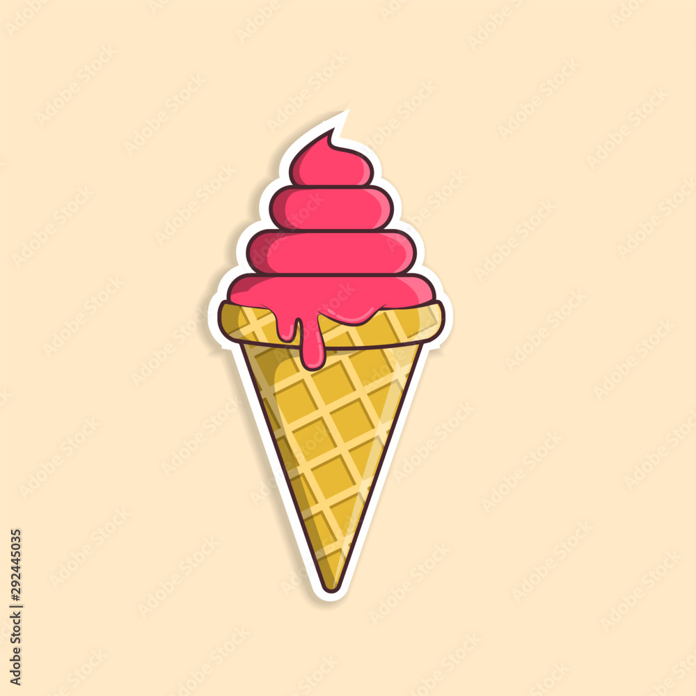 ice cream cone vector, ice cream cartoon sticker Stock Vector | Adobe Stock