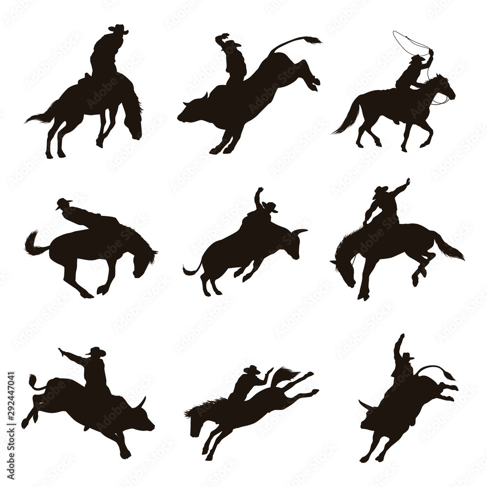 Rodeo Silhouettes Stock Vector | Adobe Stock