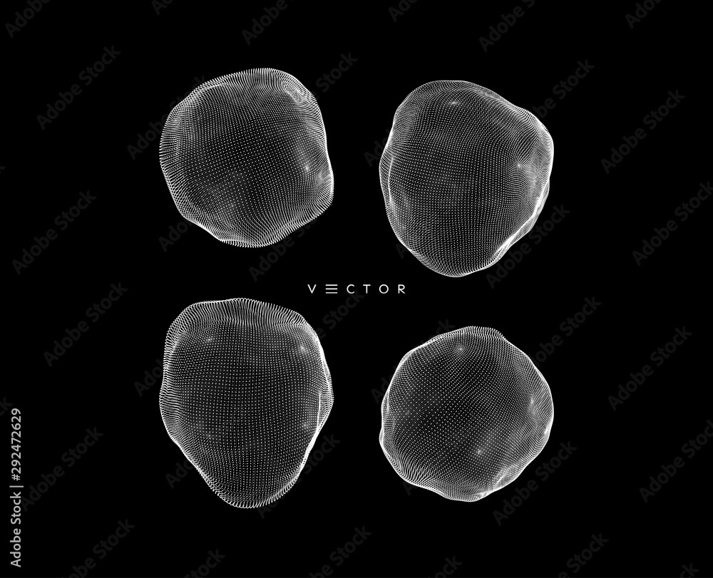 Abstract form consisting of small particles. Objects with dots ...