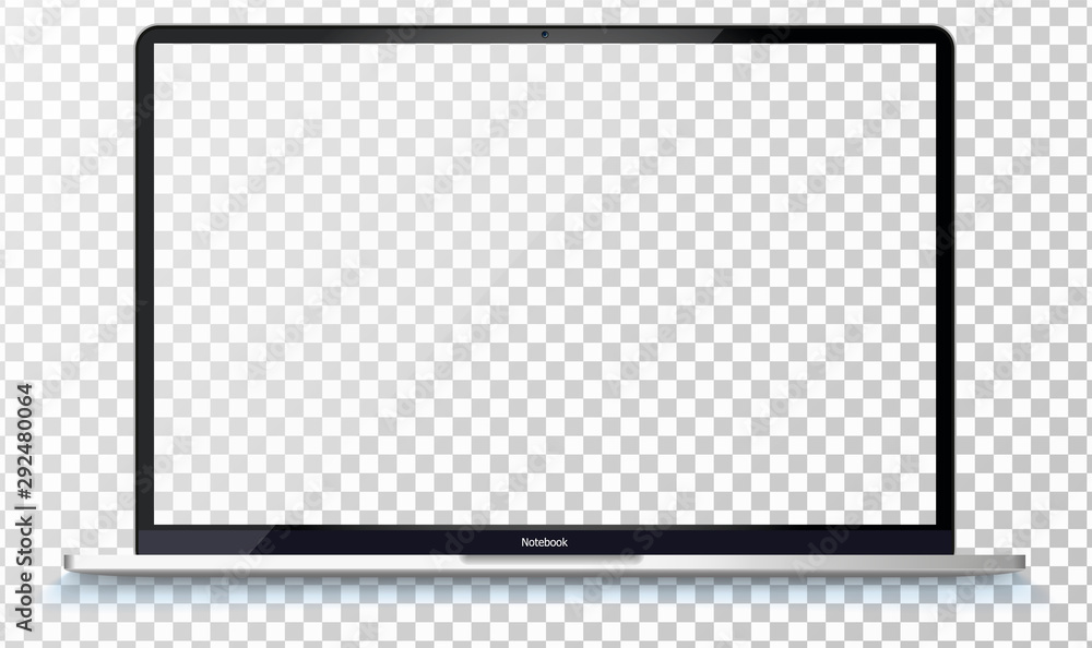 Modern laptop computer vector mockup isolated on transparent. Vector ...