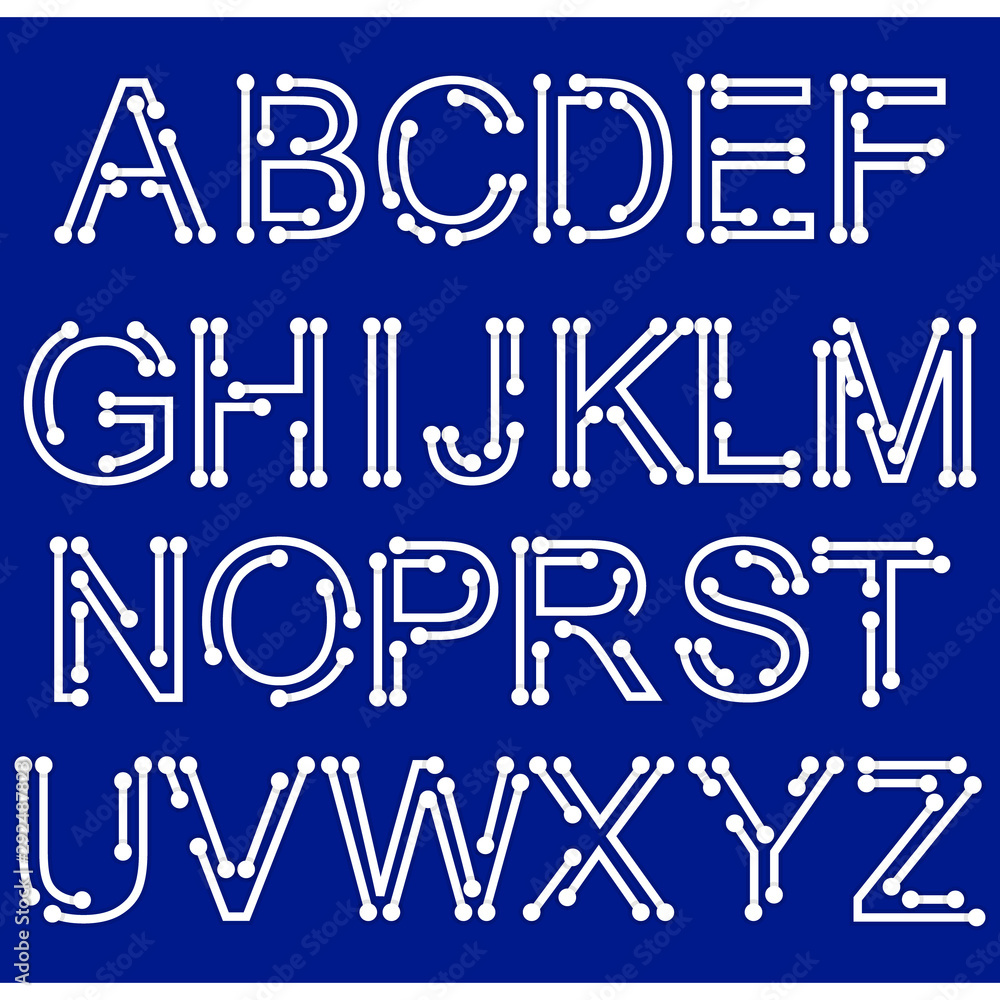 Techno type font alphabet.Digital hi-tech style letters, numbers and ...