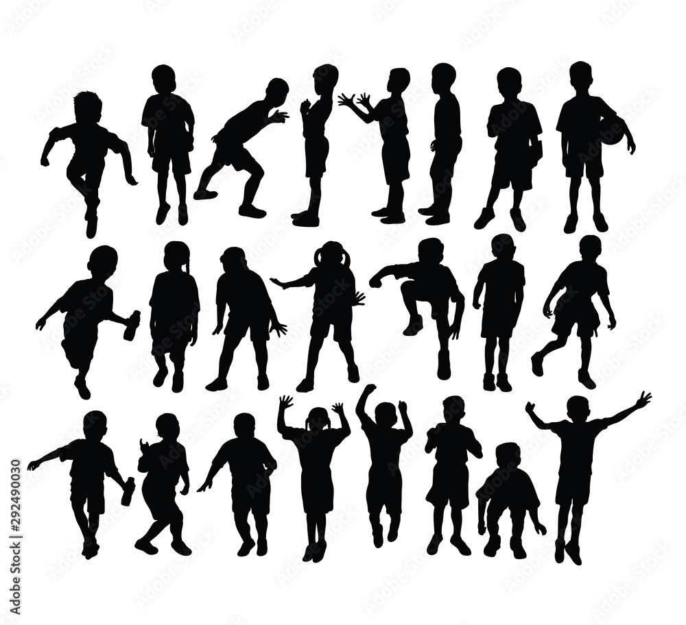 Silhouette of Elementary School Children Activities, art vector design ...