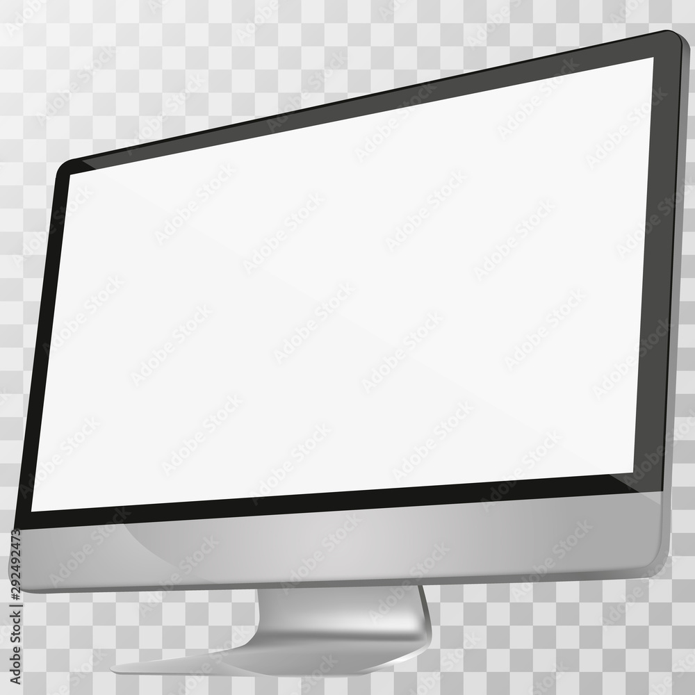 Computer display with blank white screen isolated on a gray background ...