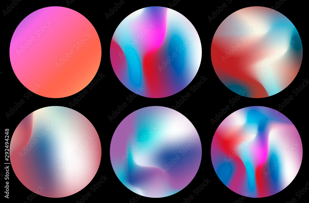 Round gradient set with modern abstract backgrounds. Colorful fluid ...
